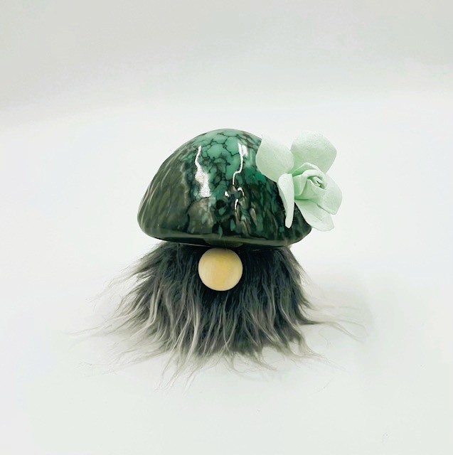 Green Flowery Mushroom Gnome | Natalie Gnows Gnomes